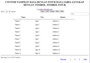 Bikin datatable untuk tampilin data dengan tampilan keren untuk pemula ...